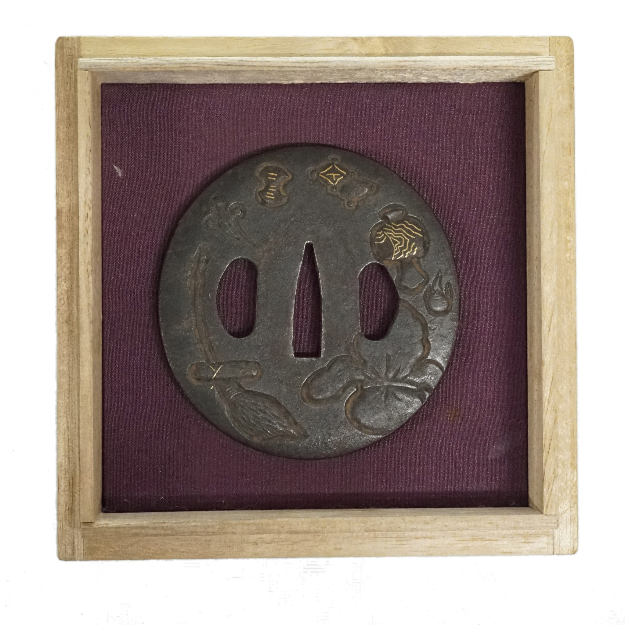 Edo period antique Shoami Tsuba for Samurai Sword (T-153) | Samurai ...