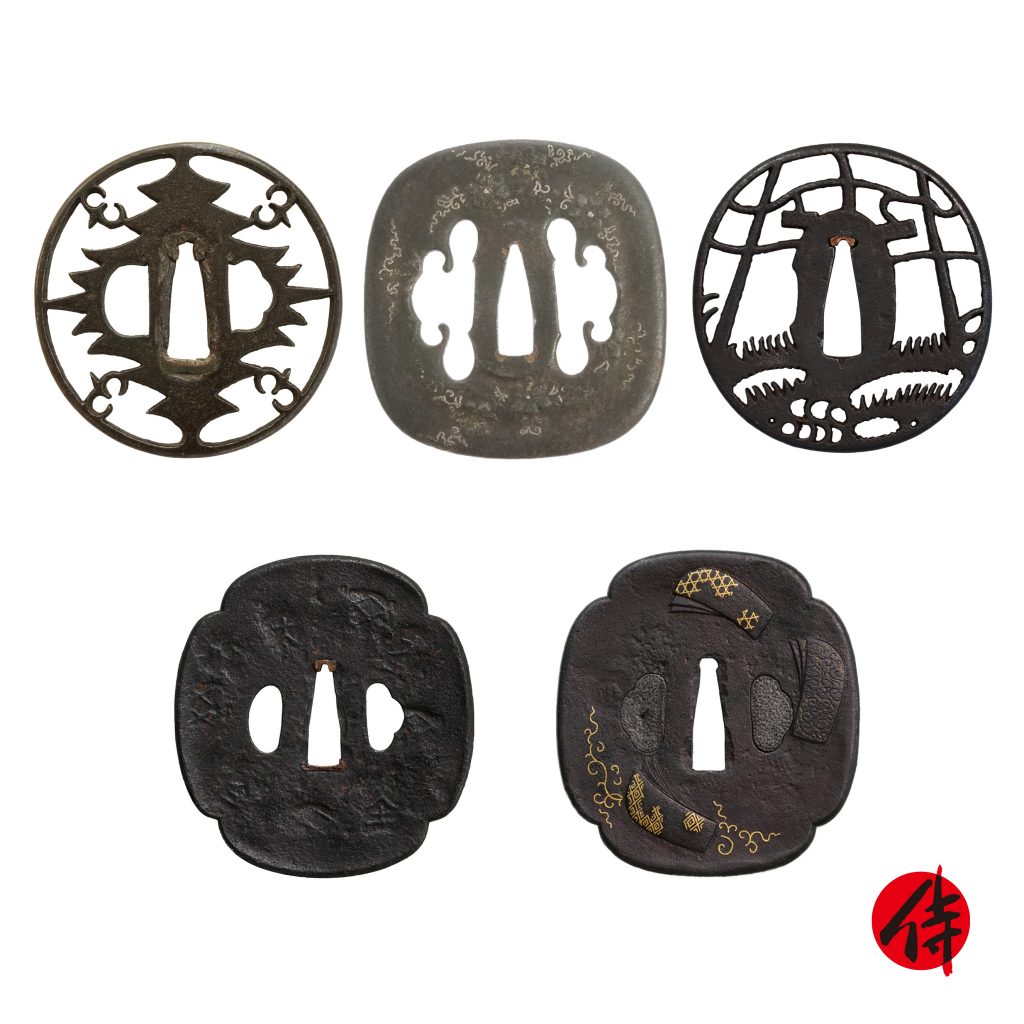 Edo period antique Tsuba Set 06 for Samurai Sword | Samurai Museum Shop