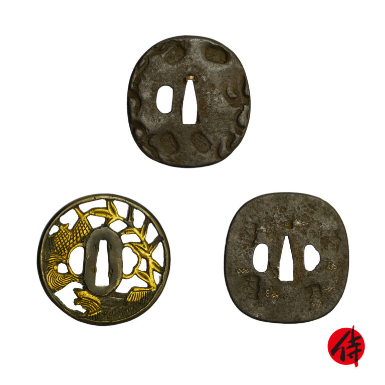 Edo period antique Tsuba Set for Samurai Sword (T-599) - (T-601 ...