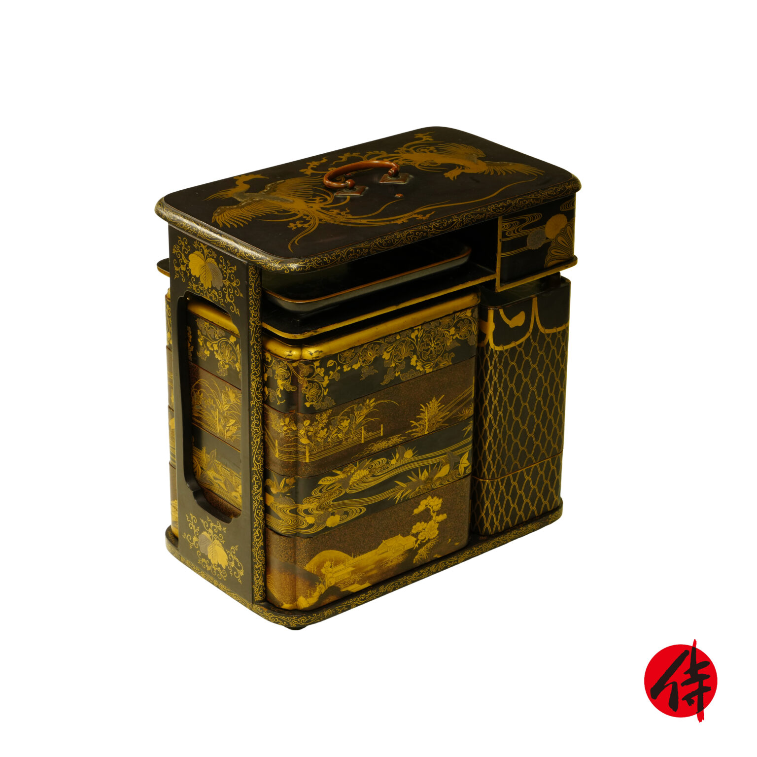 Antique Japanese Lacquer Box (Bento-02) | Samurai Museum Shop