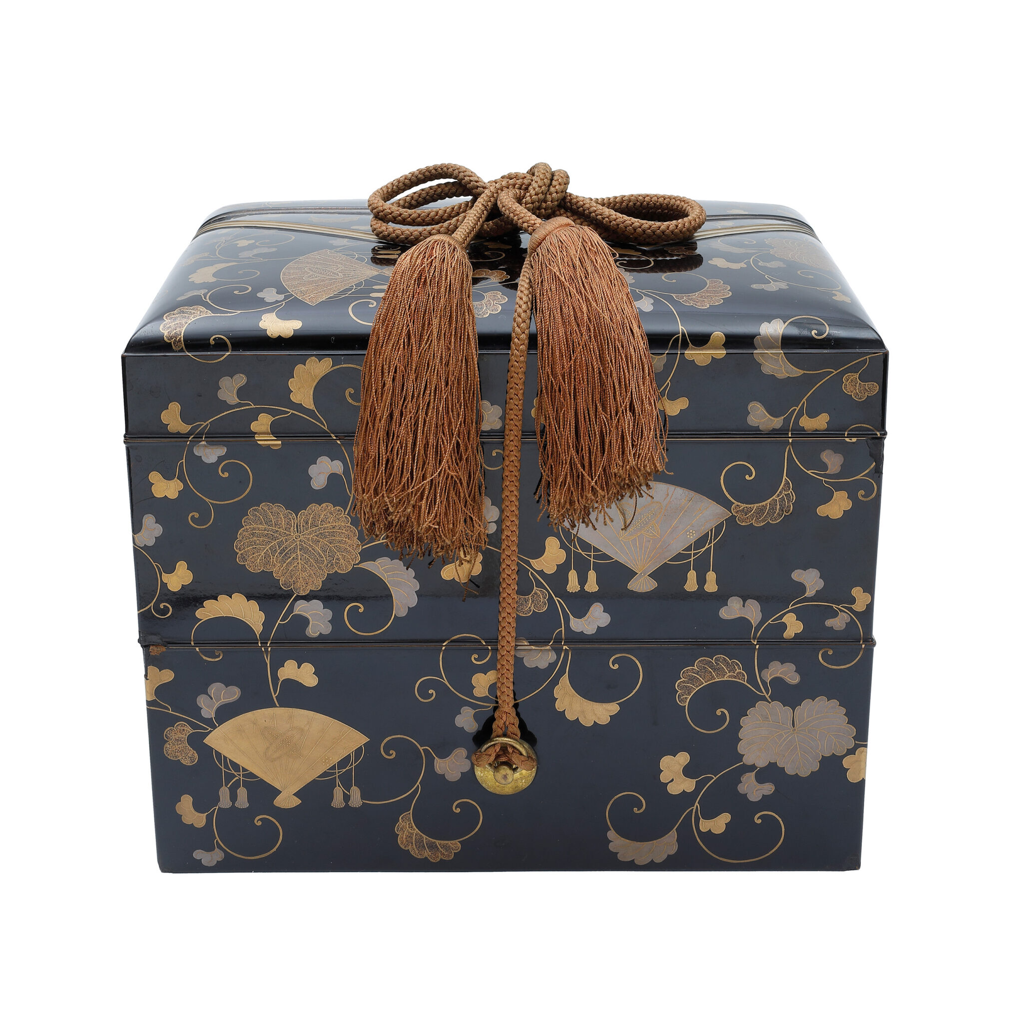 Japanese wooden lacquer box-Tsuta Ougi ni Karakusa Zu (Bunko-10) | Samurai Museum Shop